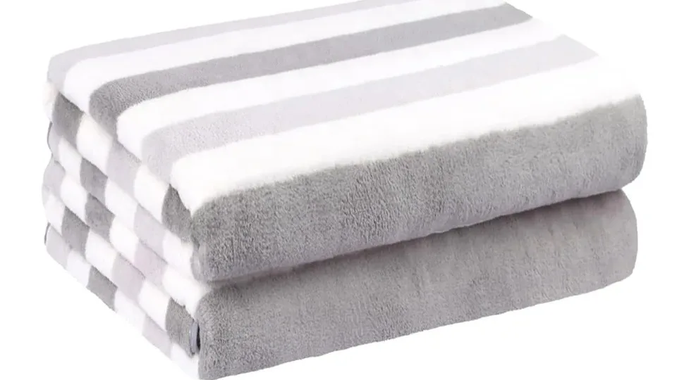 Microfiber Coral Fleece Oversized Fast Drying Cabana Stripes Bath ...