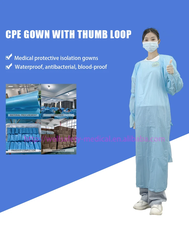 Cheap Price Iso13485 Disposable Medical Cpe Apron 50g Apron With ...