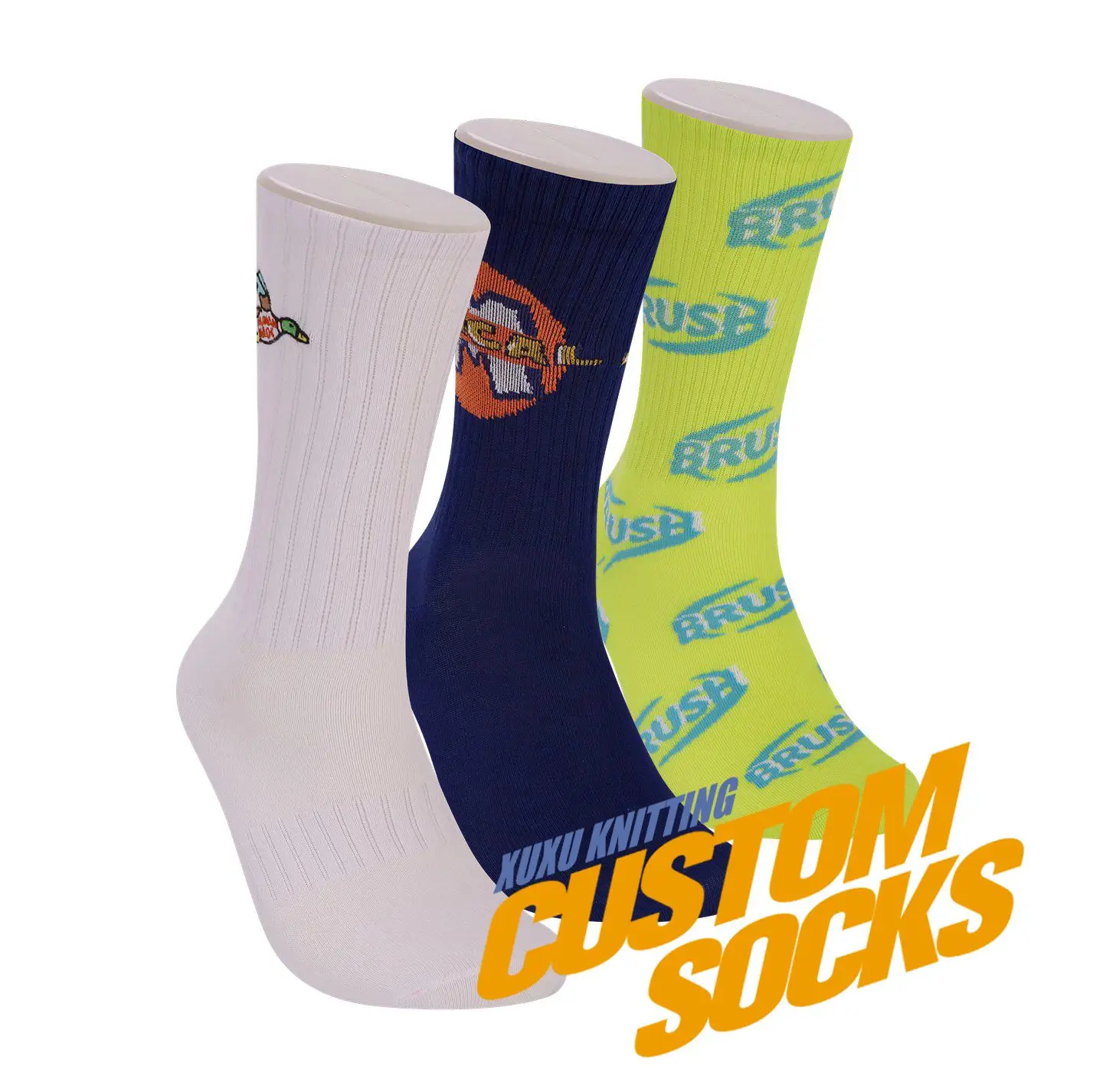 Free Mock-up & Samples for Custom Logo Socks by XUXU