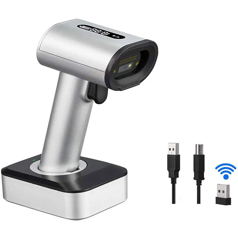 Screen Display Wireless 2D 1D Barcode Scanner Handsfree 2.4Ghz ...