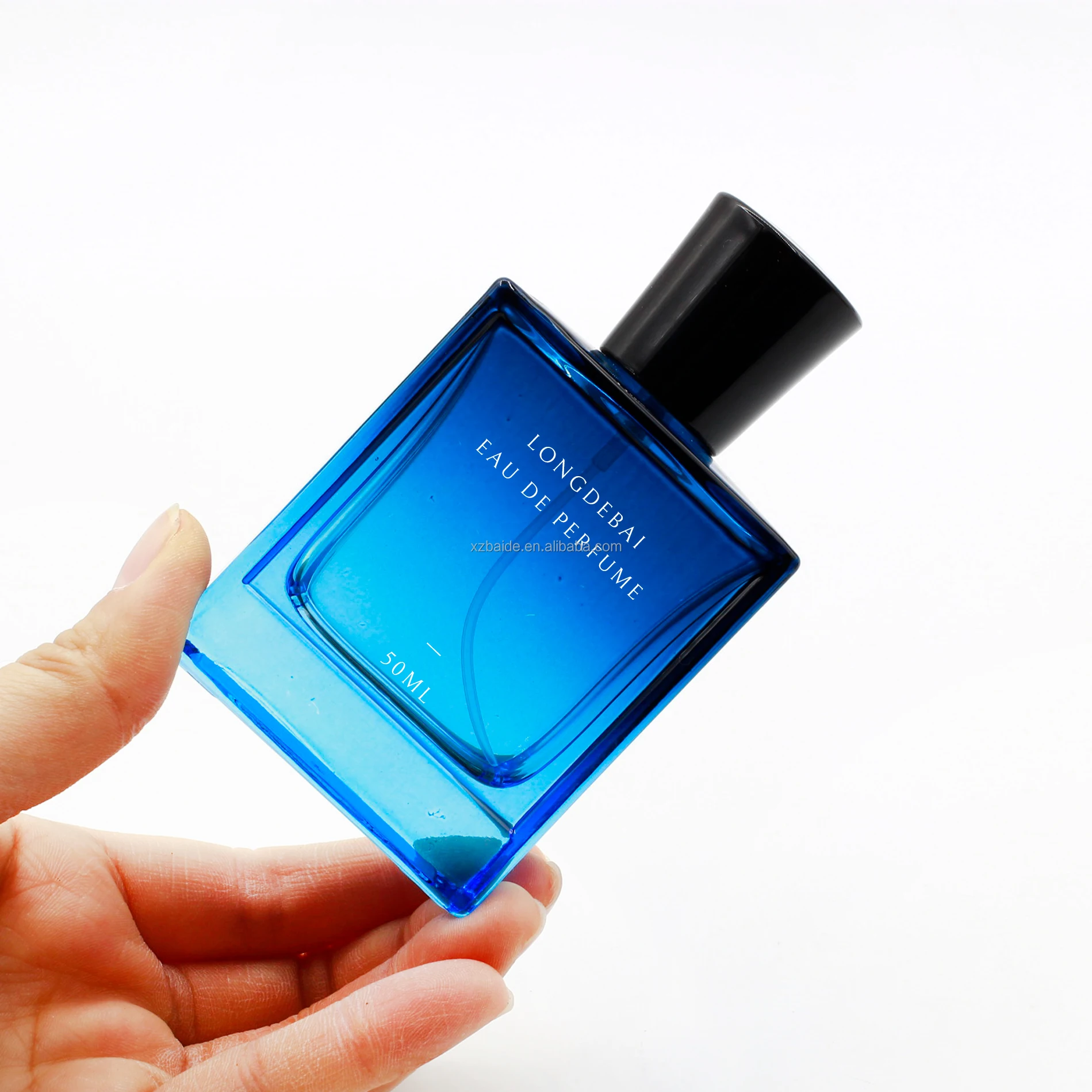 Custom Square Cube Perfume Bottle 50ml 100ml Clear Grey Black Blue ...