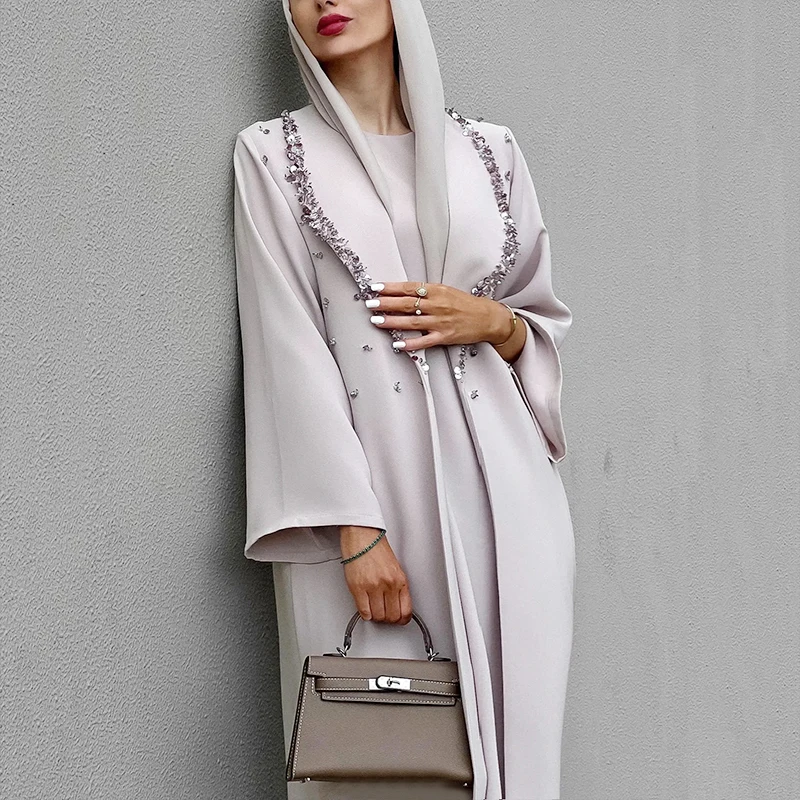 Islamic Dubai fashion luxury stone design abaya custom 2 piece abaya ...