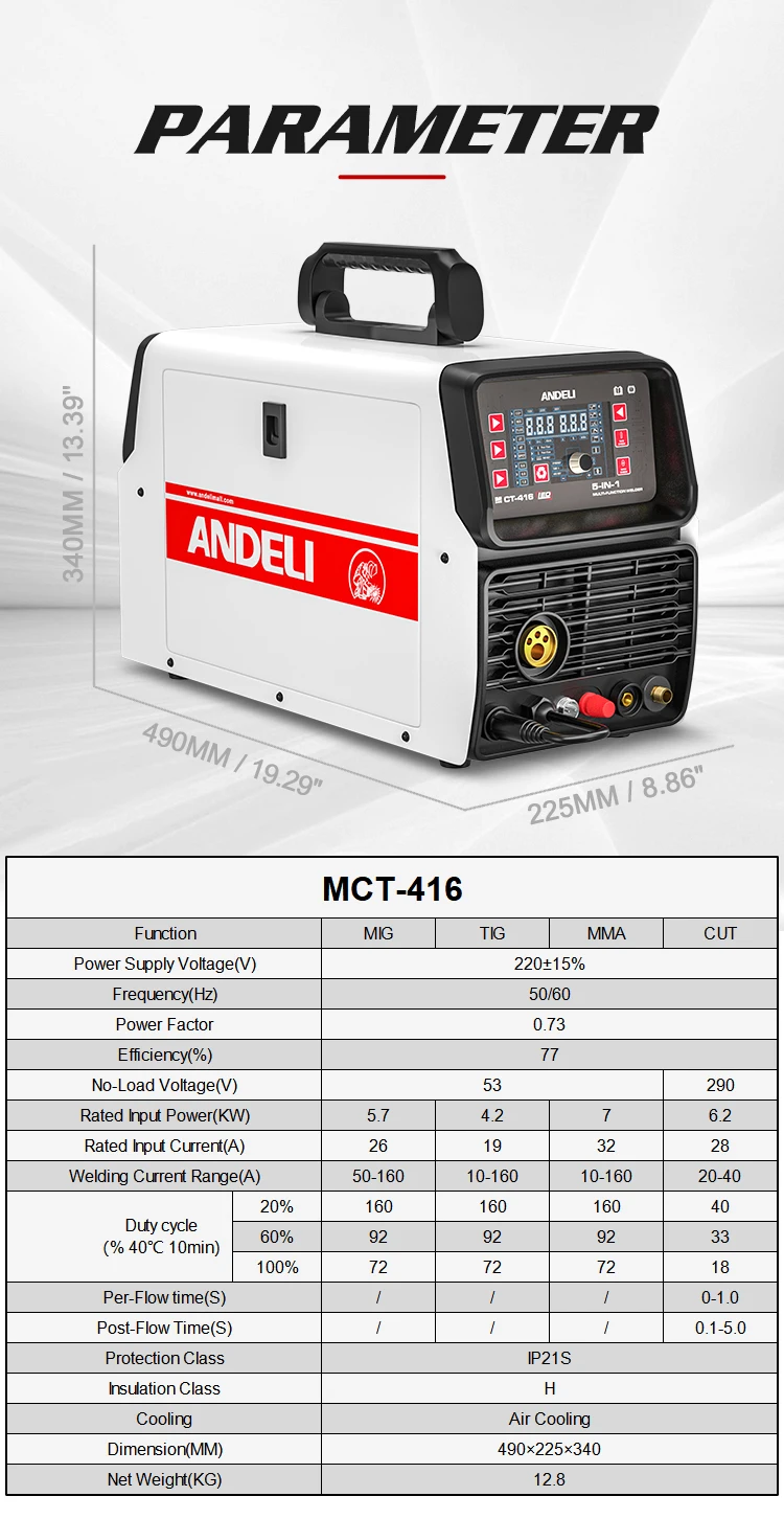 ANDELI 4 in 1 Smart Portable MIG TIG MMA Cutter Welding Machine for ...
