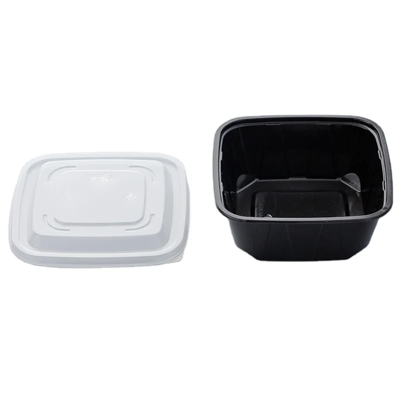 Disposable Black Plastic Food Containers with lids Lunch Boxes Meal ...