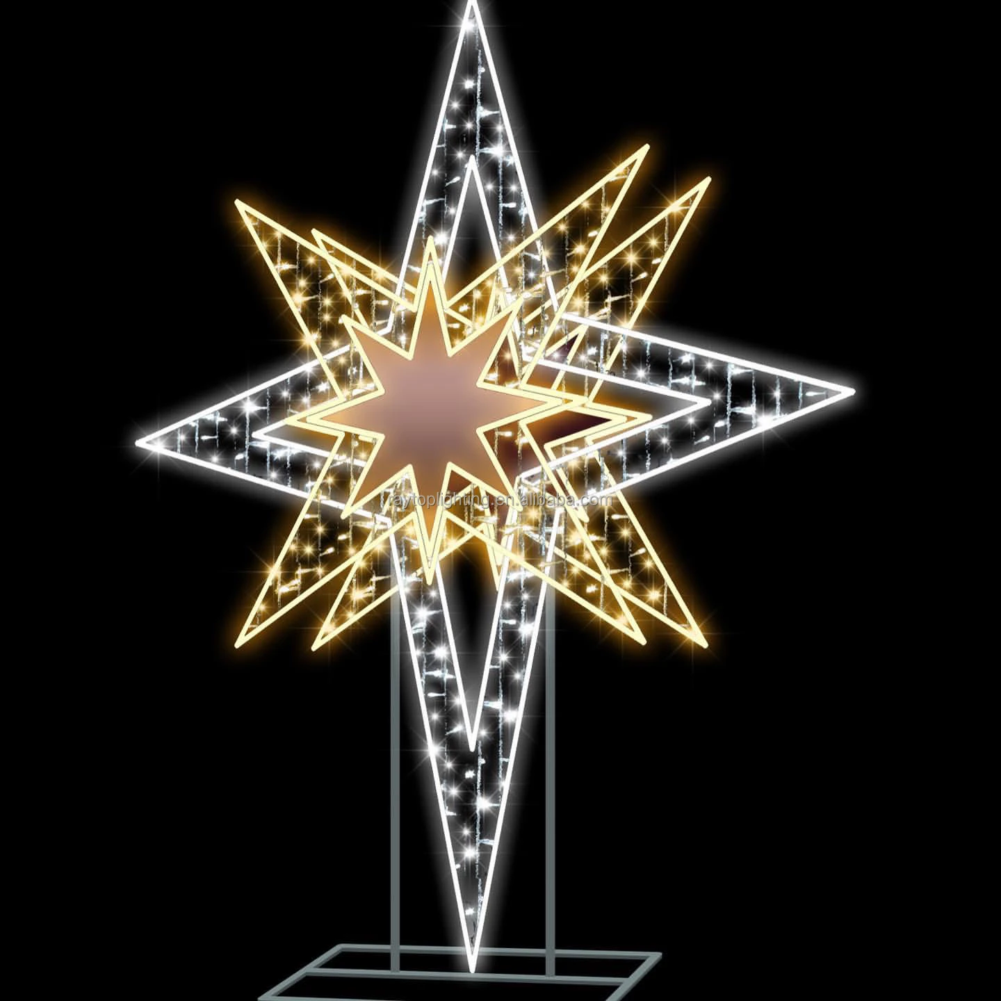 Outdoor Holiday Decorations Lucky Large Metal Led Wiring 3d Christmas ...