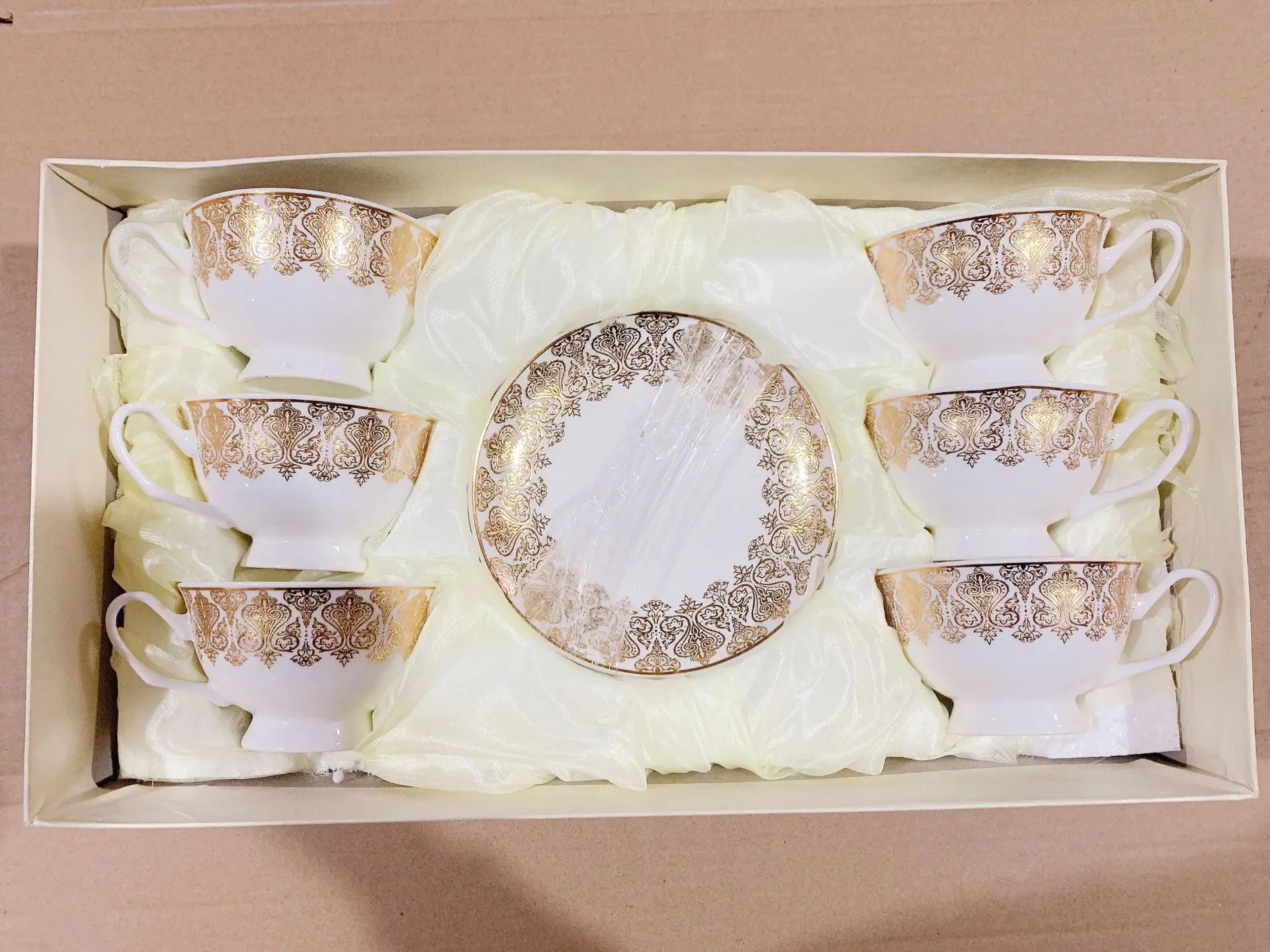 Vintage Handmade 250ml Porcelain White Cups Set Of 6 Arabic Ceramic Cup Sets For Coffee And Tea ...