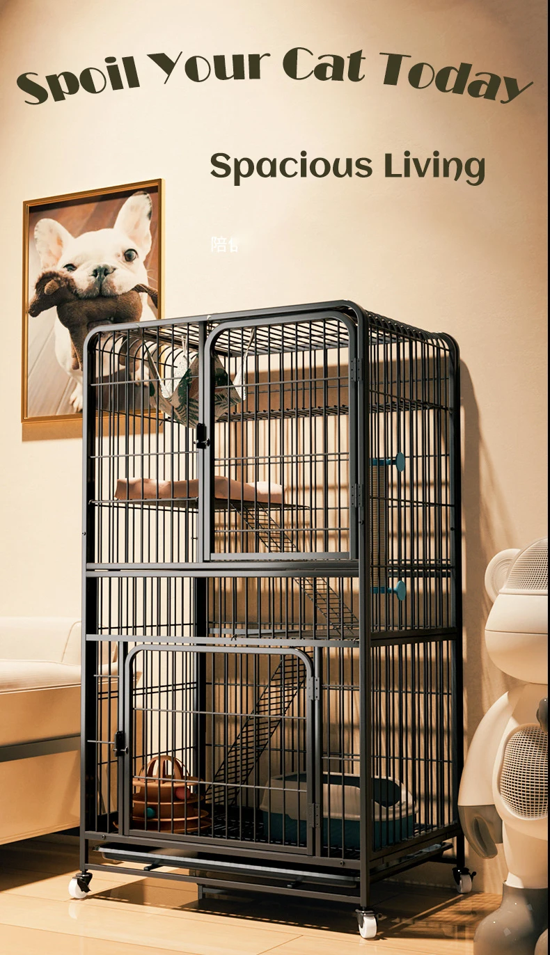 Large Durable Square Tube Cat Cages Metal Kennels Folding Stainless Cat ...