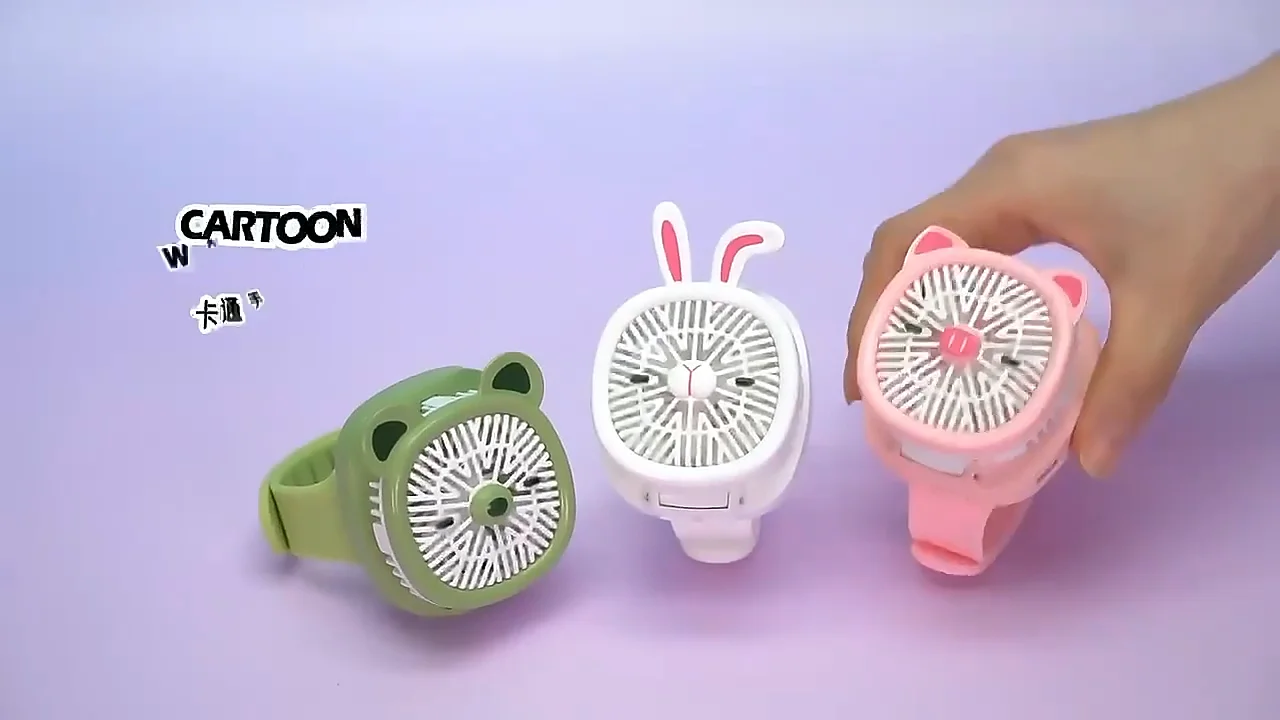 Kids Watch Fan Portable Mini Fan Usb Charging Led Light Up Hand Fan ...