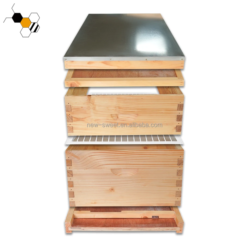 Wax Coated Langstroth Beehive 10 Frame Complete Hives Kit Beekeeping Equipment Wooden Honey Bee ...