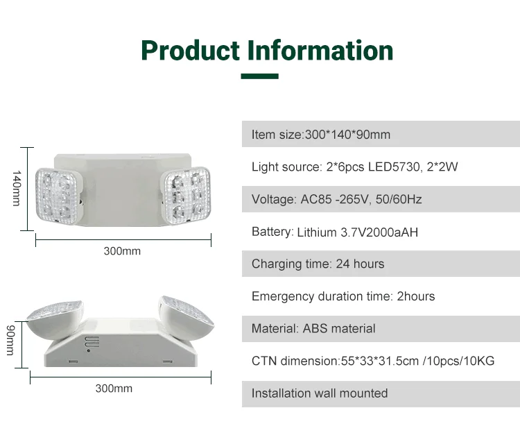 Led Emergency Exit Sign Lights Double Headlight Emergency Double ...