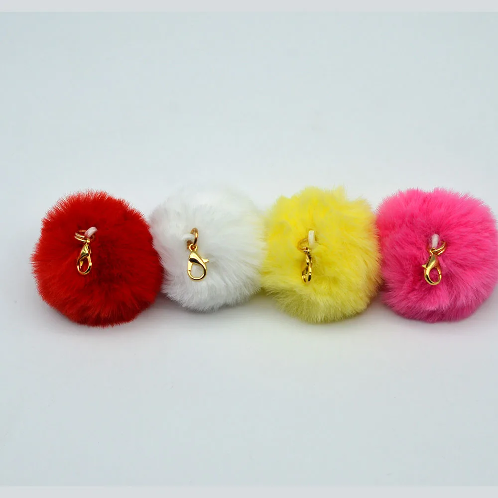5cm Wholesale Fluffy Cute Luxury Plush Pom Pom Crayfish Clasp Keychain ...