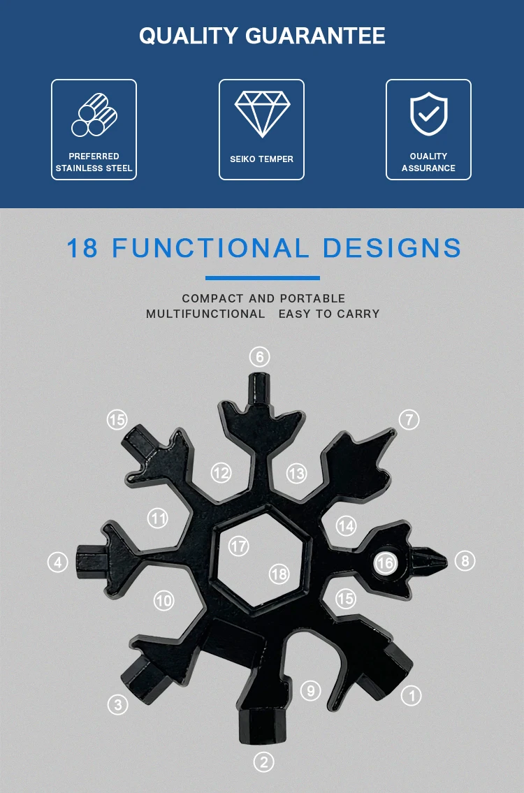 Snowflake Tool Card Multi-function Tool Octagonal Wrench Portable Inner ...