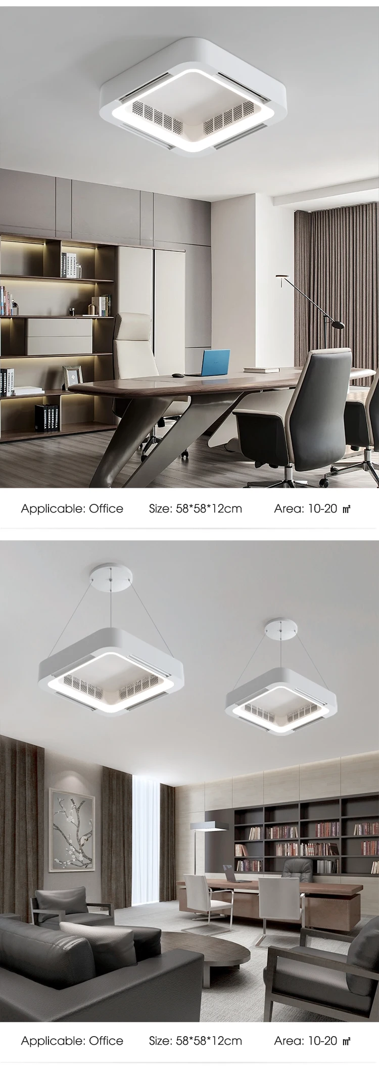 110V 220V Office Ceiling Fan with LED Light & Remote Control