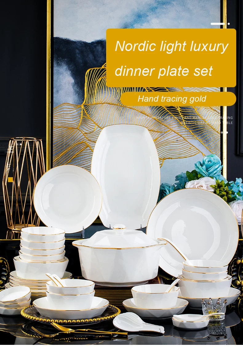 Elegant Dinner Plate Sets - Luxurious Bone China Ceramic