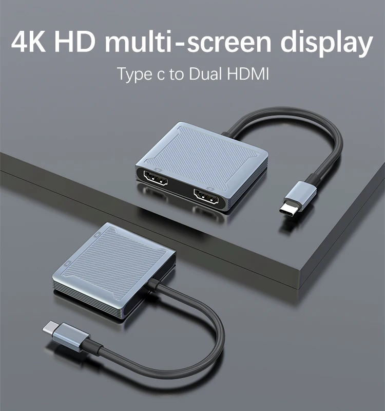 Oem Odm Typc C Hub Dual Hdmi 2 In 1 4k30hz Usb Hub For Monitor ...