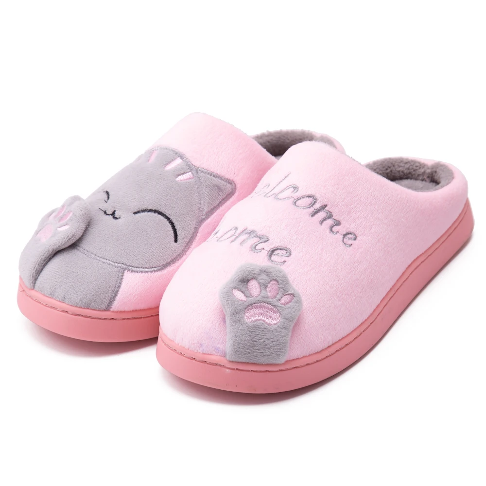 Cute Cartoon Cat Home Shoes Girls Ladies Slippers Cotton Cloth Indoor ...