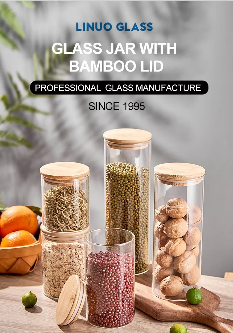 Airtight Round Glass Food Storage Containers Kitchen Canisters Glass ...