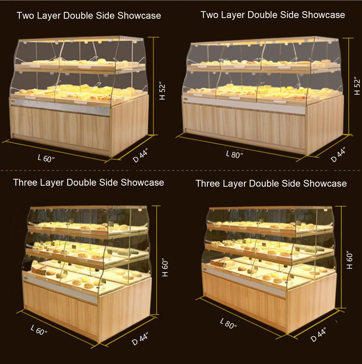 Customized Wooded Bakery Shelf - 3 Tier Display Cabinet