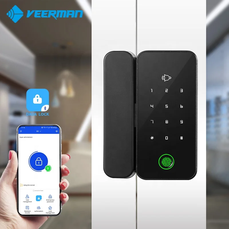 Smart Office Glass Door Lock Home Safety Door Lock Biometric ...