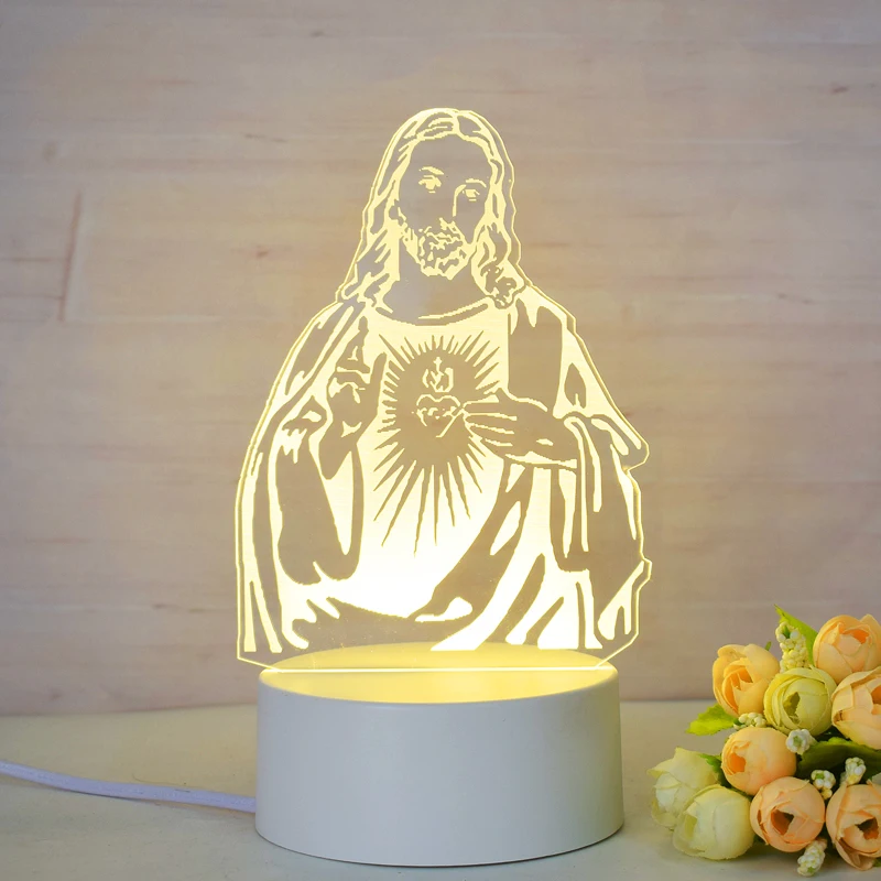 Wholesale 3D LED Night Light - Christian Jesus Virgin Mary Statue