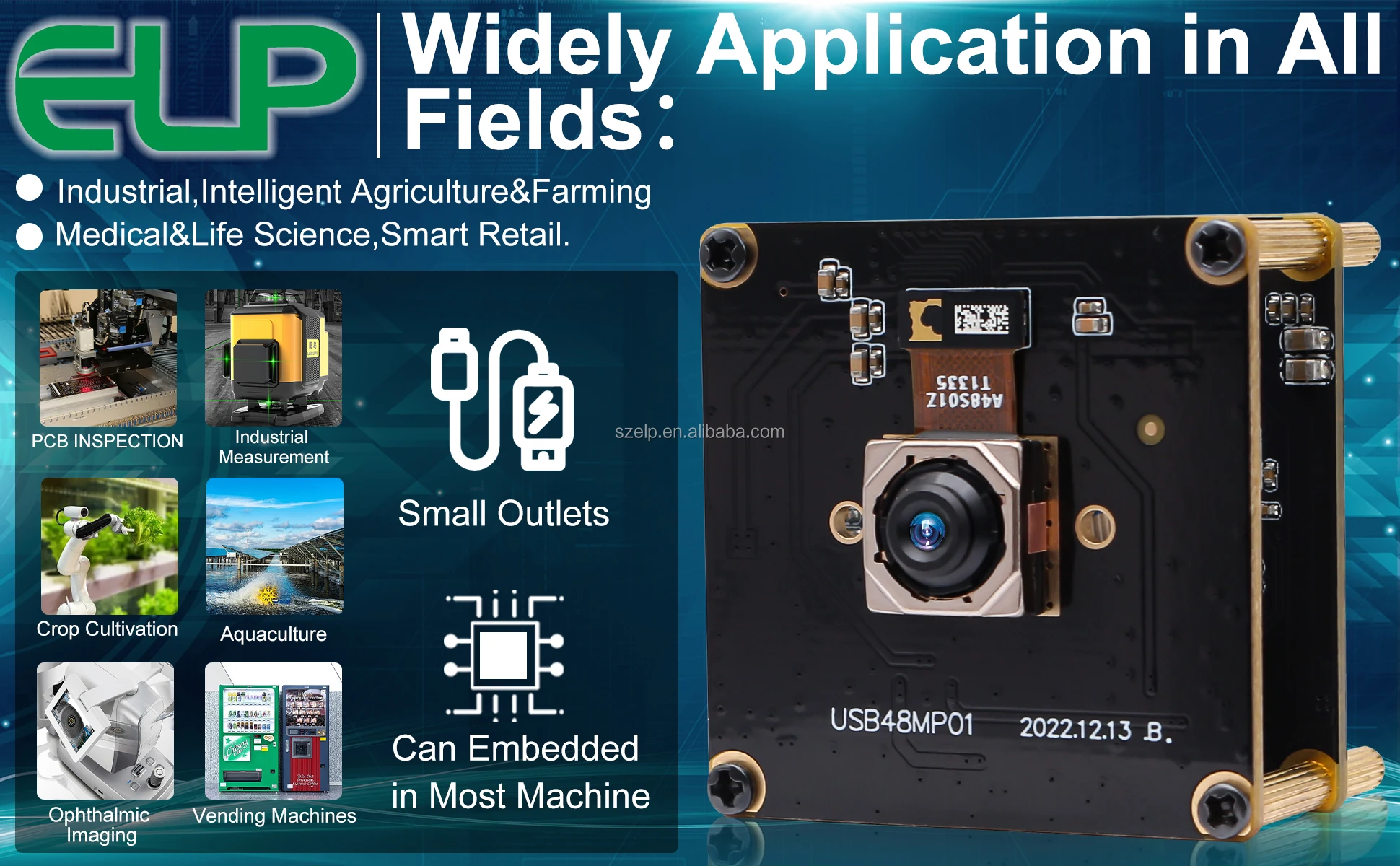 ELP USB Camera Module - 48MP Autofocus for Industrial Use
