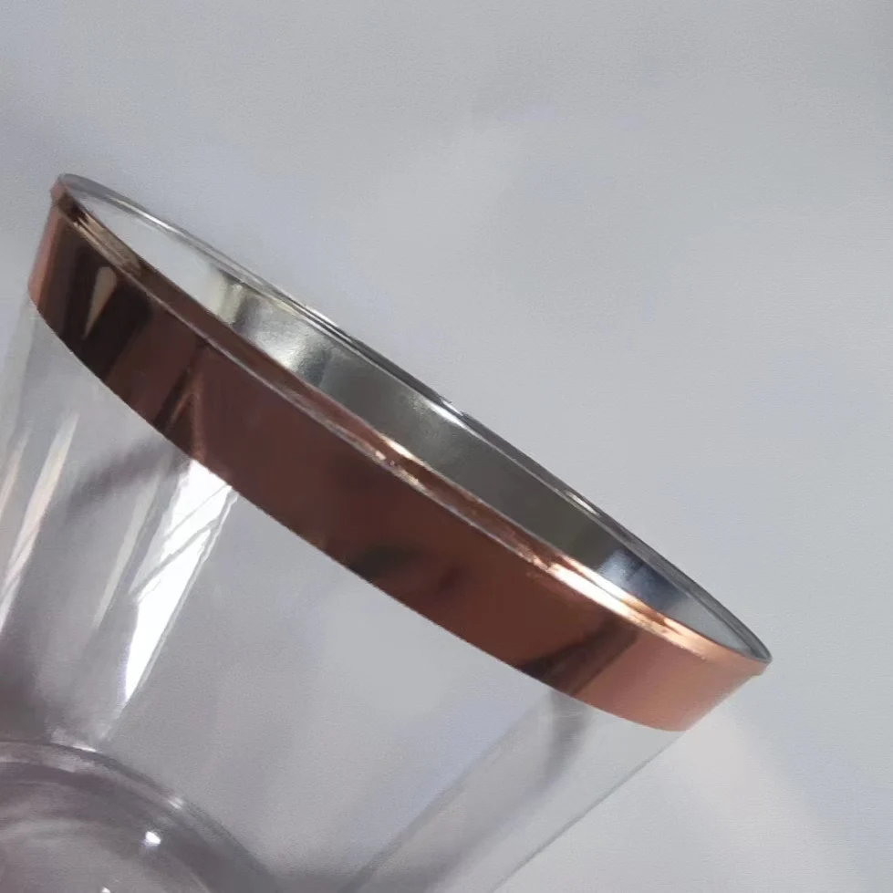 9 oz Gold Rim Disposable Plastic Cups Hard Plastic Tumblers Elegant ...