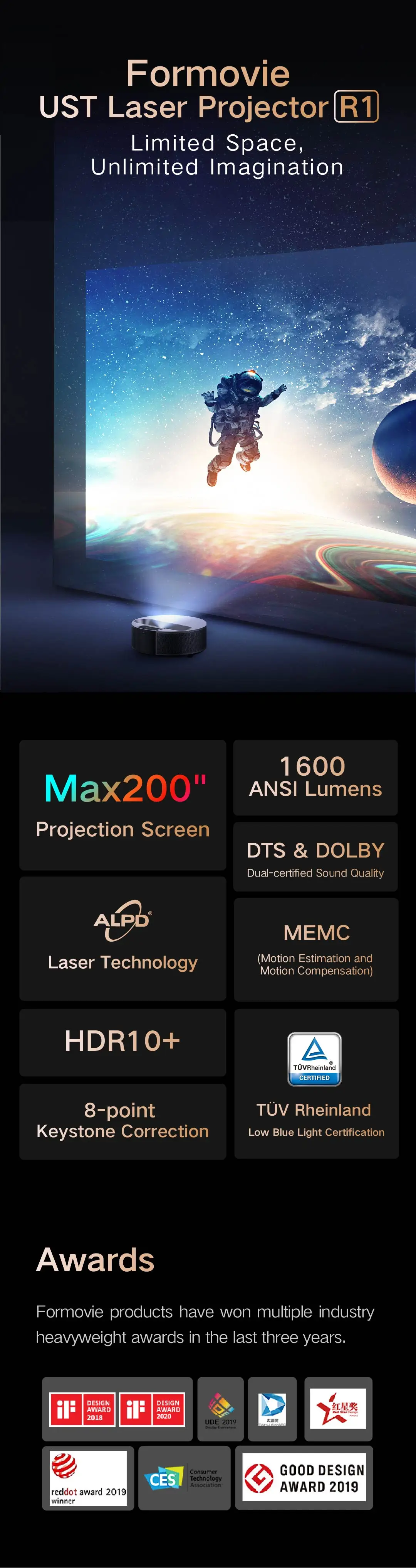 Formovie Fengmi R1 UST ALPD Laser 4K Projectors for Home Cinema