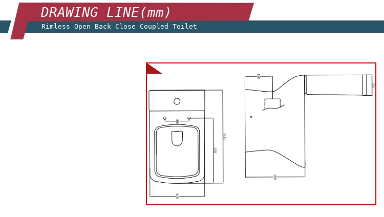 Rimless P-Trap Water Closet - Ceramic Two Piece Toilets