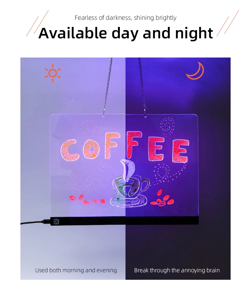 Small Blackboard LED Panel Lights DIY Stall Illuminated Graffiti ...