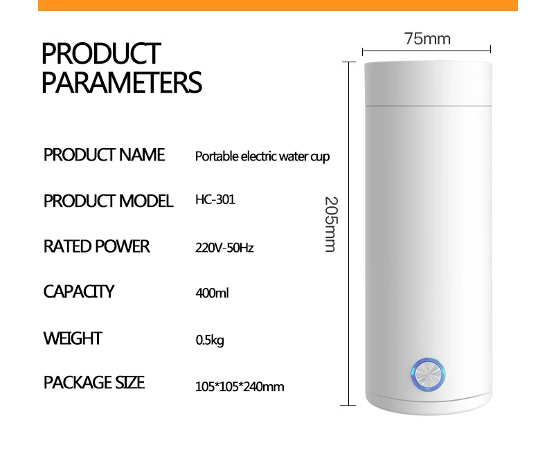 New 400ml 304 Stainless Steel Household Portable Electric Kettle Office Travel Heating Electric ...