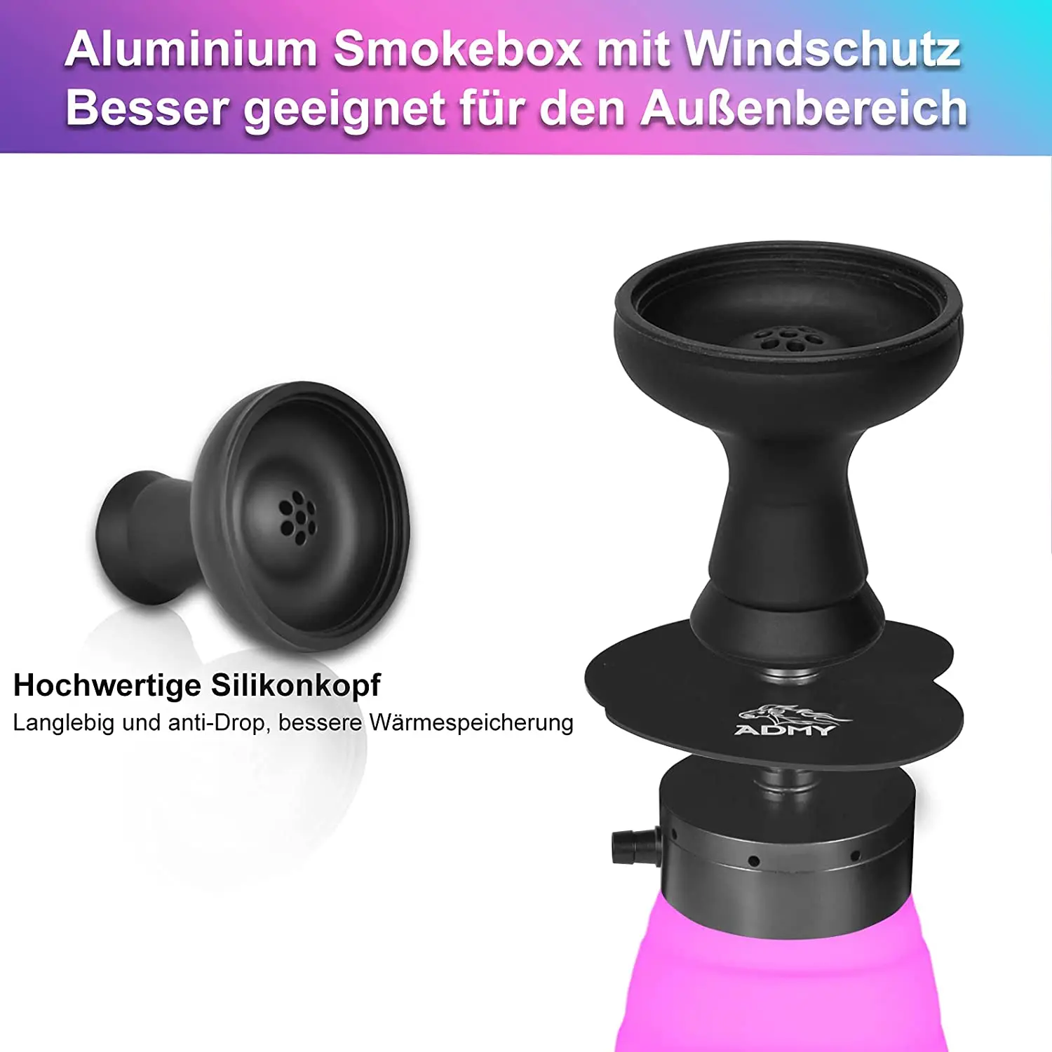 Mini Shisha Set - Complete Aluminium Hookah with LED Light