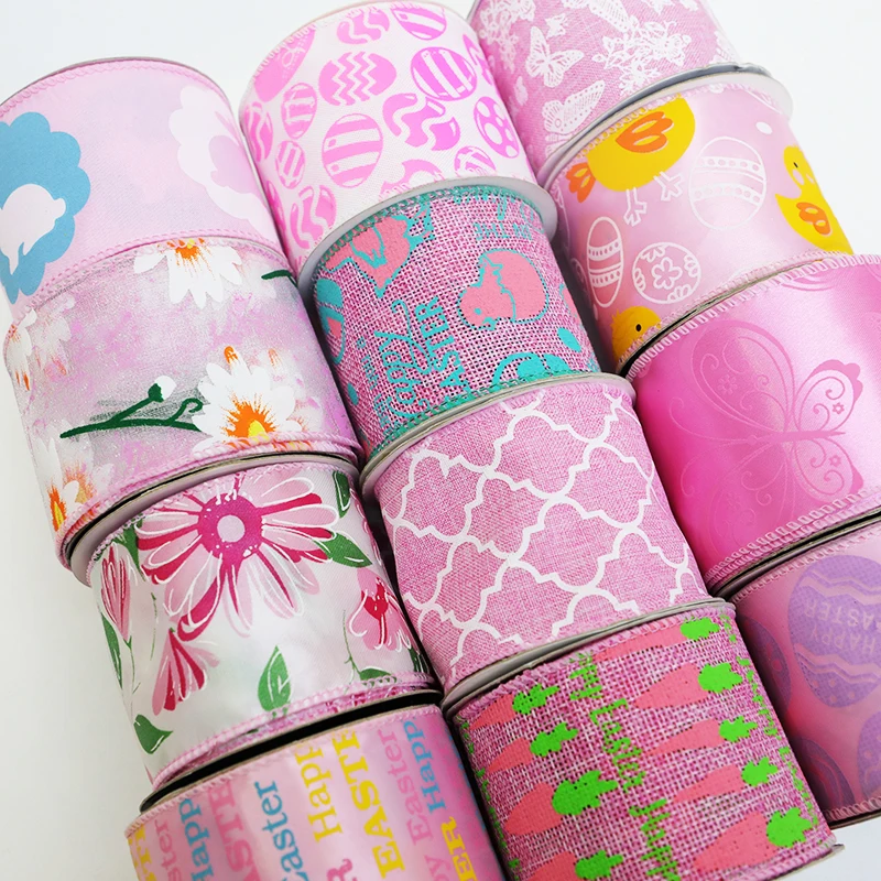 Pink Spring Custom Wired Edge Satin Ribbon Color 2.5 Inch Wired Ribbon ...