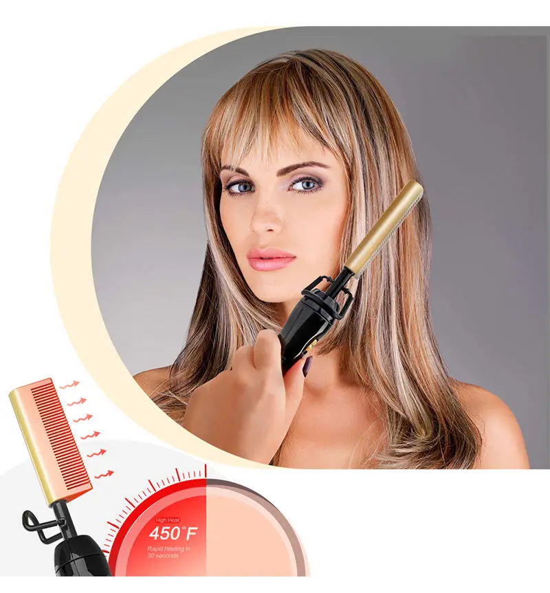 New Style Flat Irons Digital Hot Heating 500f Comb Brush Hair Straight ...