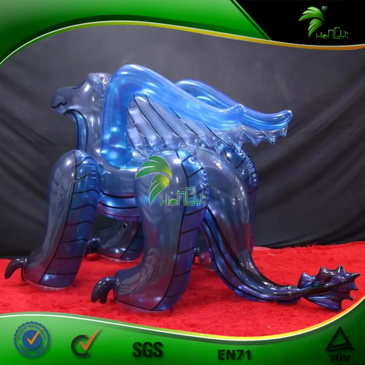 Shiny Transparent PVC Inflatable Dragon Custom Inflatable Standing Blue ...