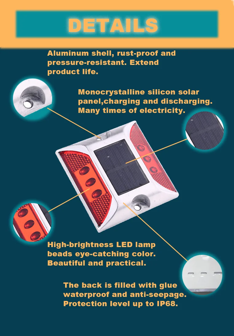 Traffic Safety Flashers Ip68 Aluminum Pavement Marking With Reflector ...