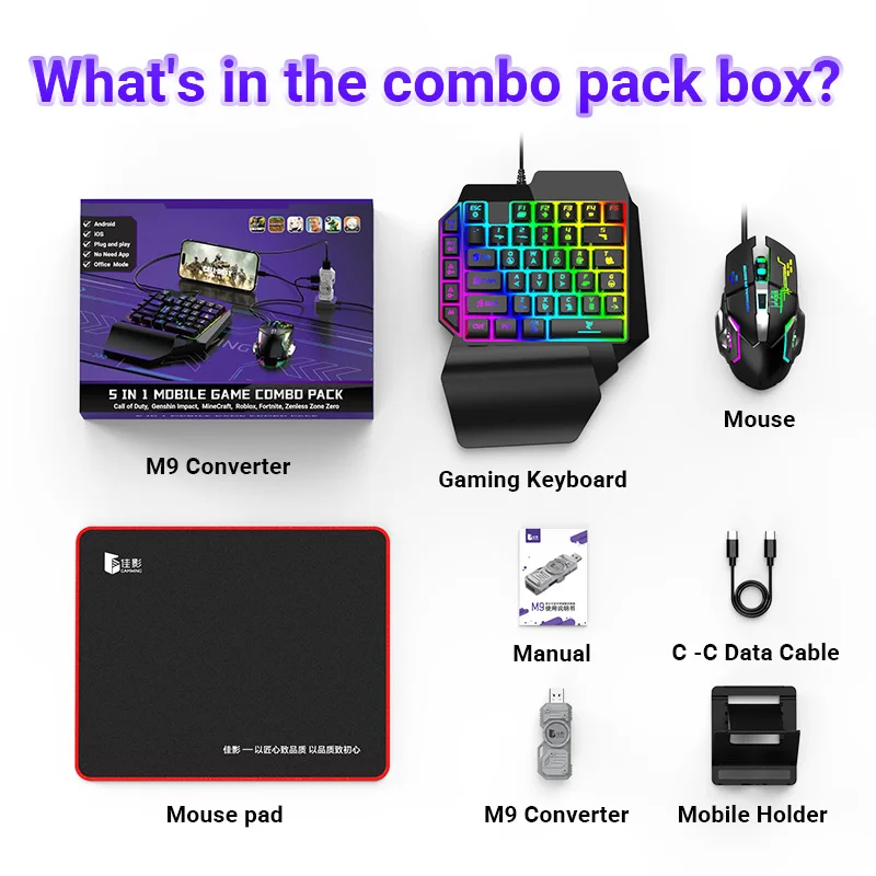 Gamwing M9 Mobile Game Keyboard & Mouse Controller Converter for Call ...