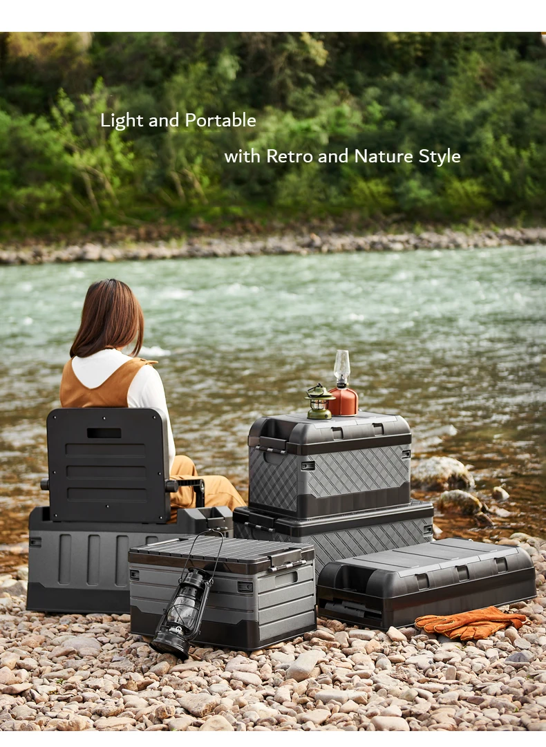 35L/60L Car Collapsible Folding Storage Box - Black Color