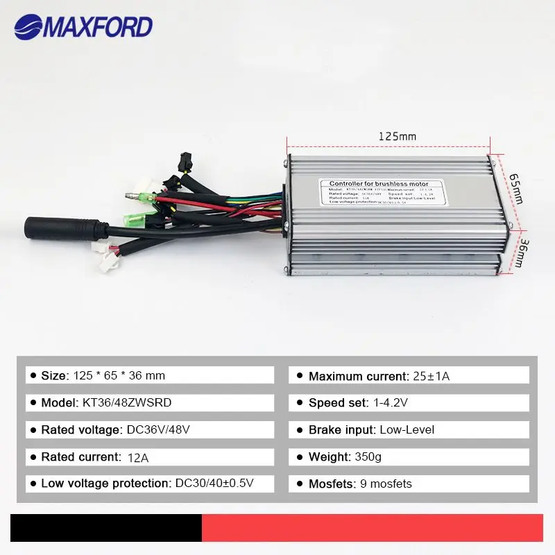 MAXFORD Electric Scooter Spare Parts E-bike 25A KT Controller Kit for 36v/48v 500w/750w Ebike ...