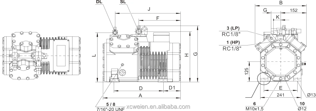 Bizer Semi-Hermetic Compressor 4DC-5.2 - 5HP Refrigeration Parts
