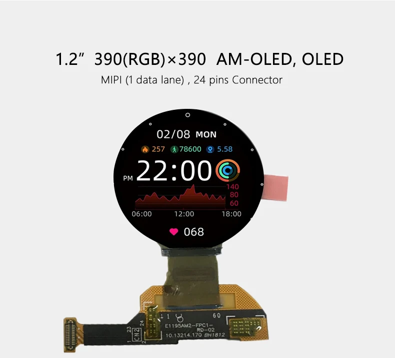 Edo Original E1194aa62.a 1.2 Inch Round Oled Display 390x390 Mipi Circular Amoled For Wearable ...