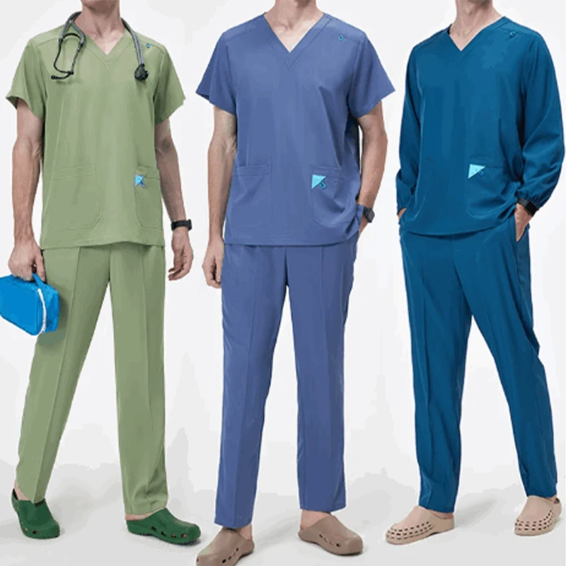 Quick-drying Elastic Oral Overalls For Male Female Doctors Nurses Split ...
