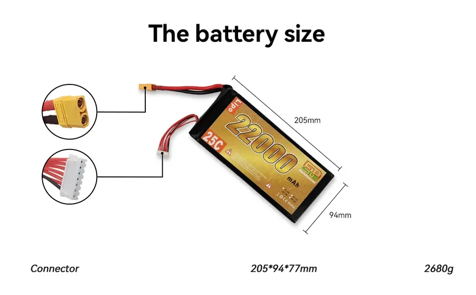 Ep Lipo Battery 22000mah 22.2v 6s 25c For Agricultural Uav Drone - Buy ...