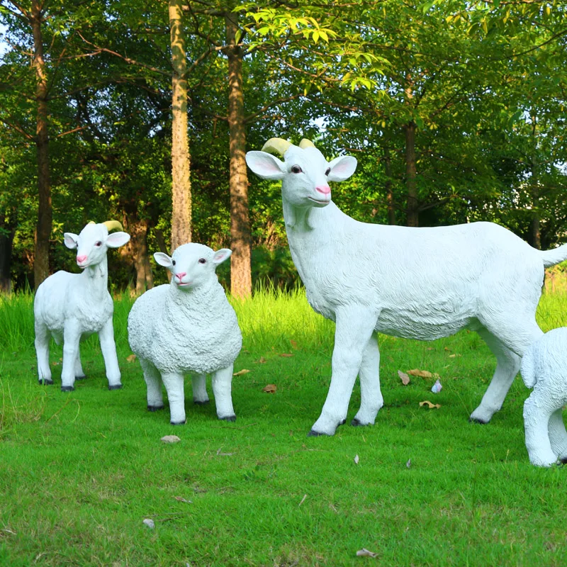 Custom Life Size Vivid Resin Fiberglass Sheep Goat Sculptures for Lawn ...