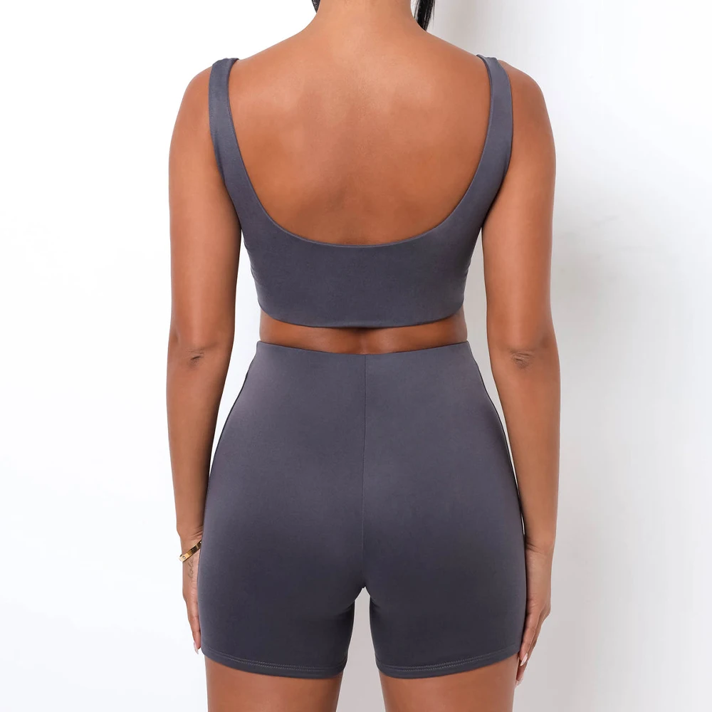 Wholesale Custom Solid Color Yoga Sports Suit Women 2 Piece High Waist ...