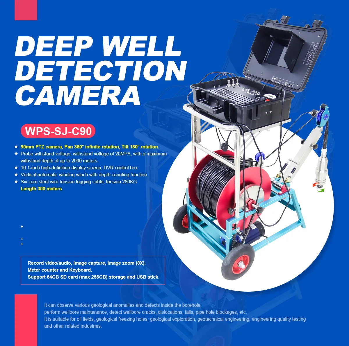 Well Camera Inspection - 300m Borehole Deep Well Camera