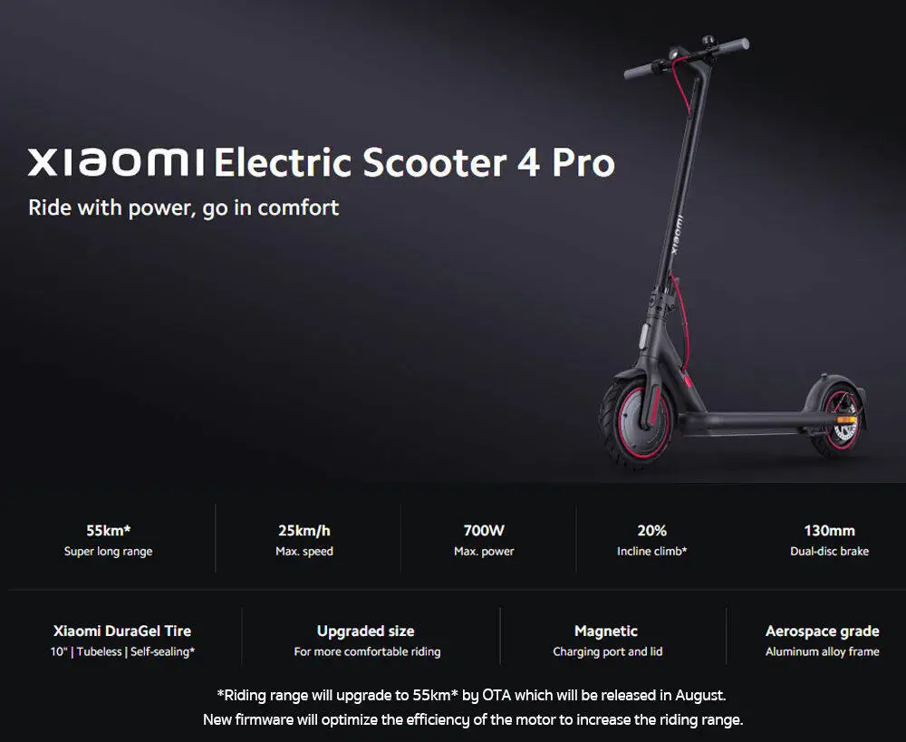 Xiaomi Mi Electric Scooter 4 Pro 55km Super Long Range 25km/h Max Speed ...