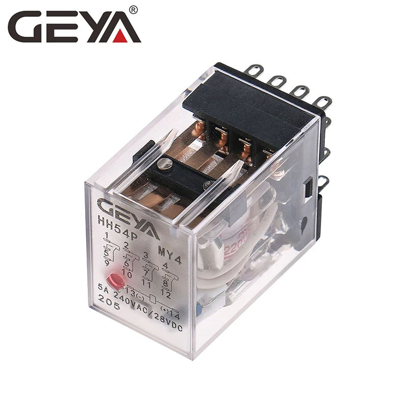 Geya Hh54p Ac220v General Purpose Relay Electromagnetic Miniature Coil Relay Hh54p My3 14pins Ac ...