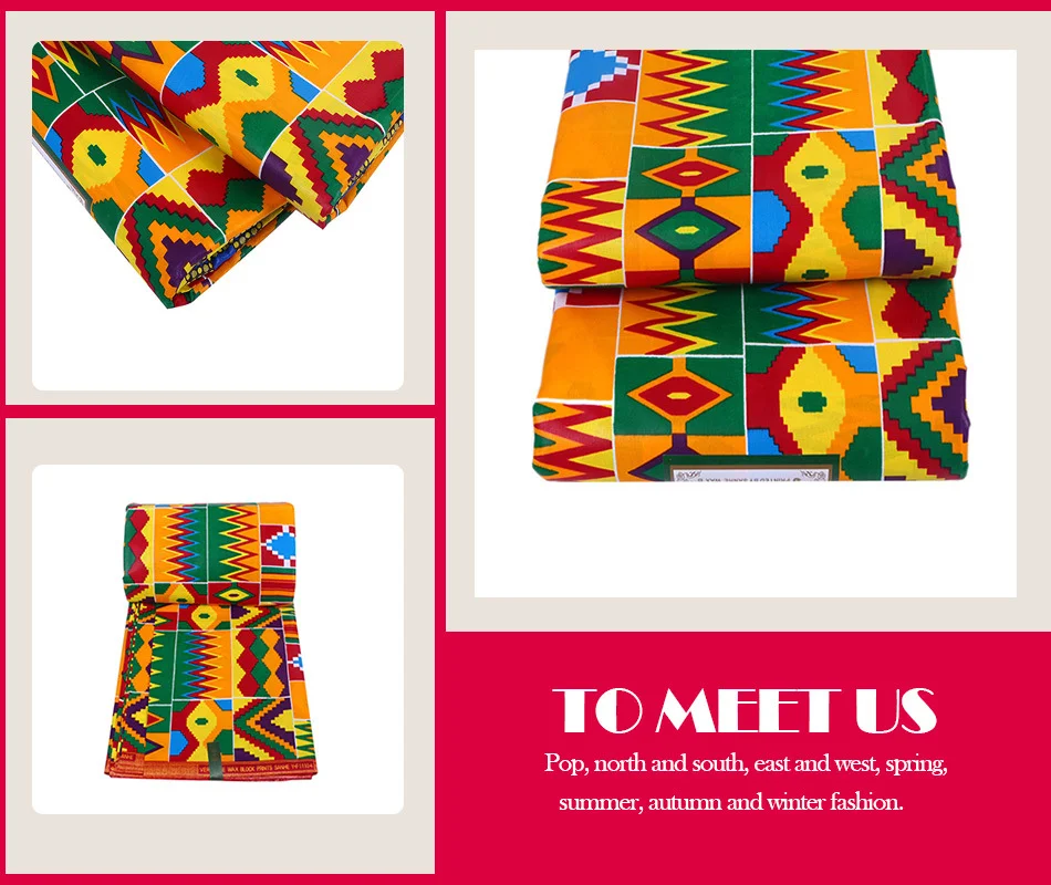 Hot Selling Kente Design Wax Printing 100 Cotton African Print Fabric