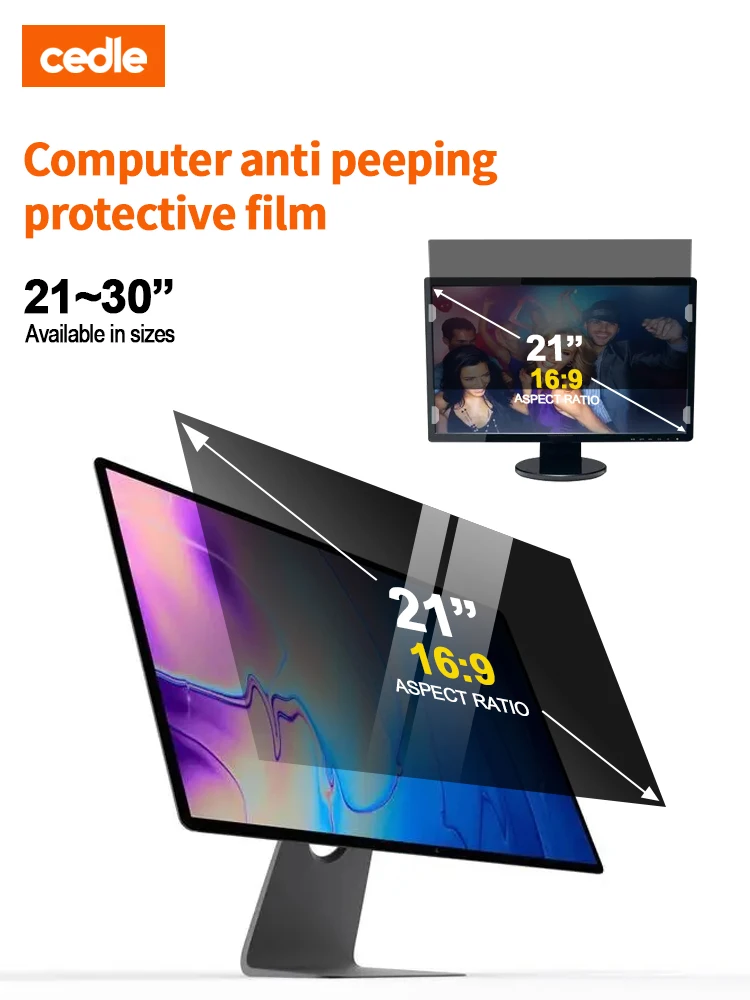 Removable Clip Type 2.5D Anti-Spy PET Privacy Screen Protector PC ...