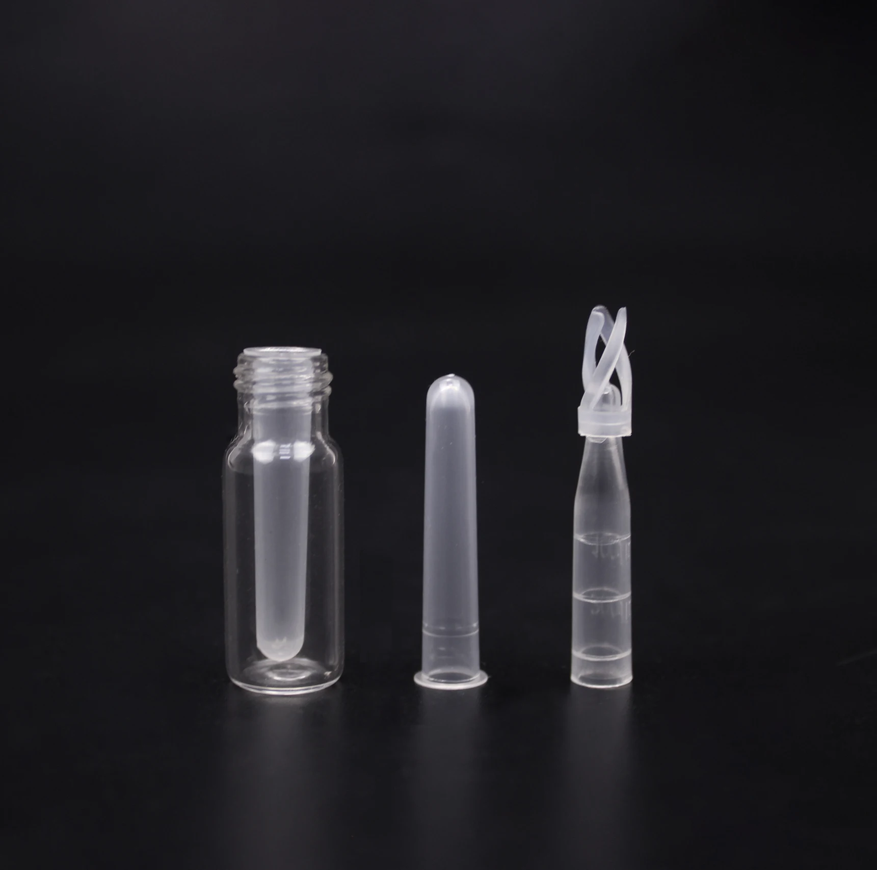 300ul Microinsert Vial Conical Bottom With Assembled Plastic Spring Clear Glass For 2ml Vial ...